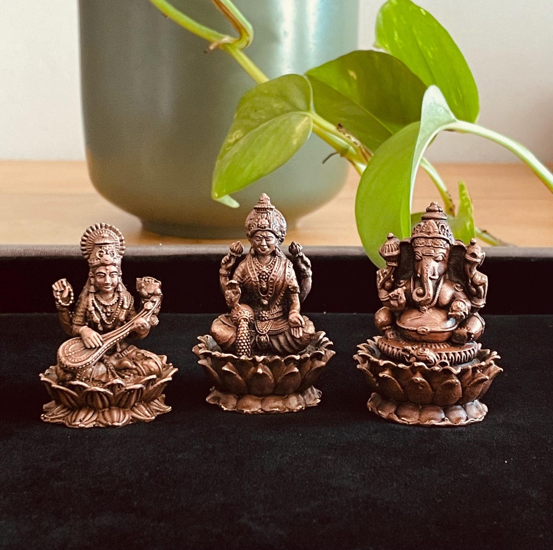 Handcrafted Copper Hindu Deity Miniatures: Ganesha, Shiva, Lakshmi - Etsy
