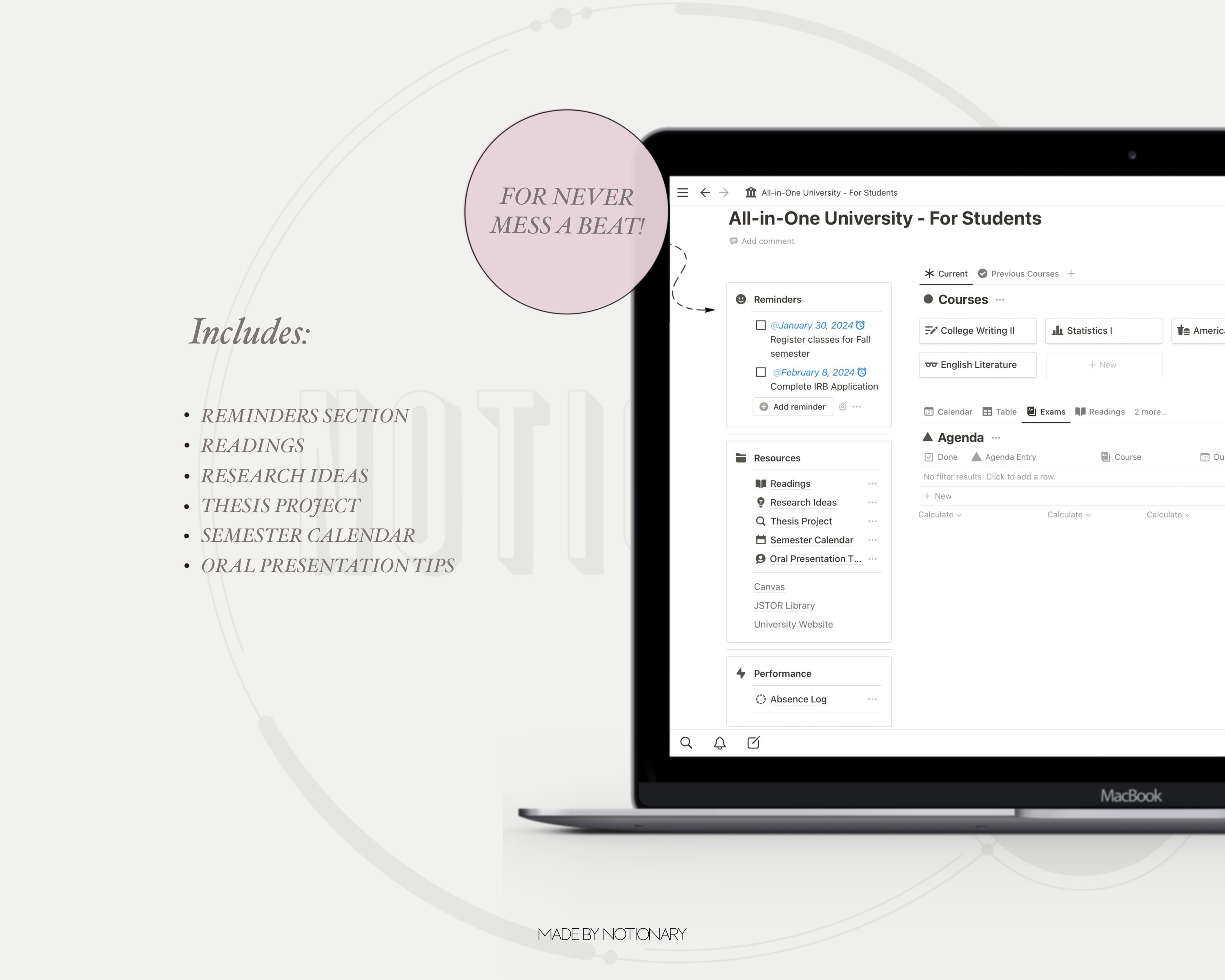 Notion University Planner Template Digital Download - Etsy