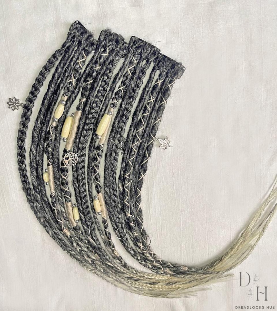 Clip in Dreadlocks Black and White Ivory Hair Extensions, Festival ...