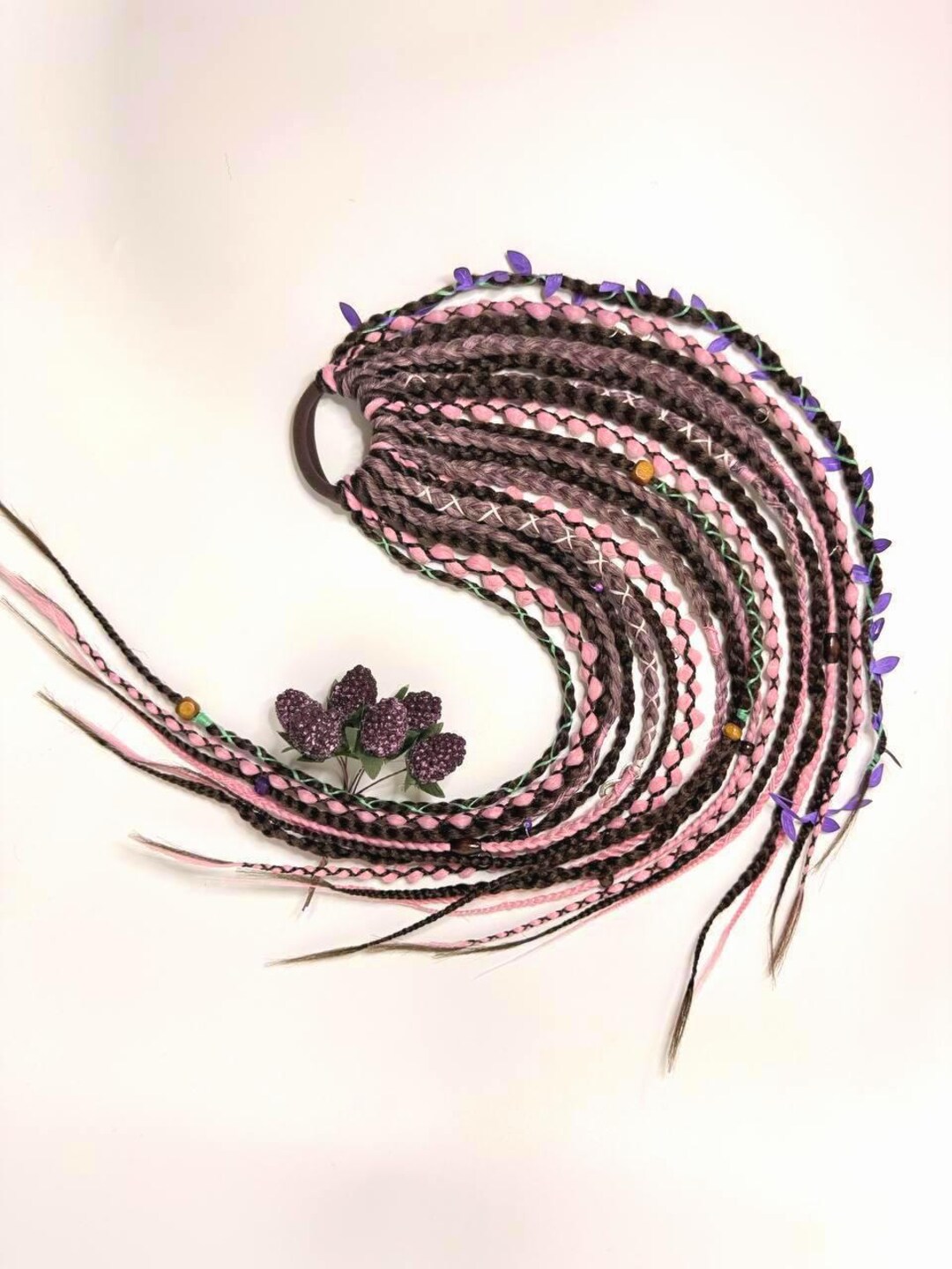 Violet Pink Braided Ponytail Hair Extension, Anime Cosplay Festival ...