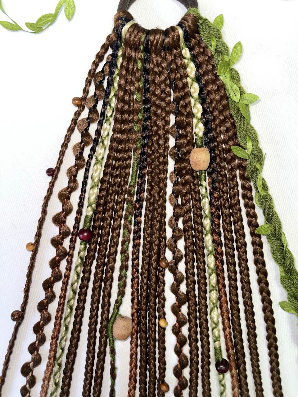 Boho Green Forest Ponytail Braids Hair Extension on Hairband, Mavka ...