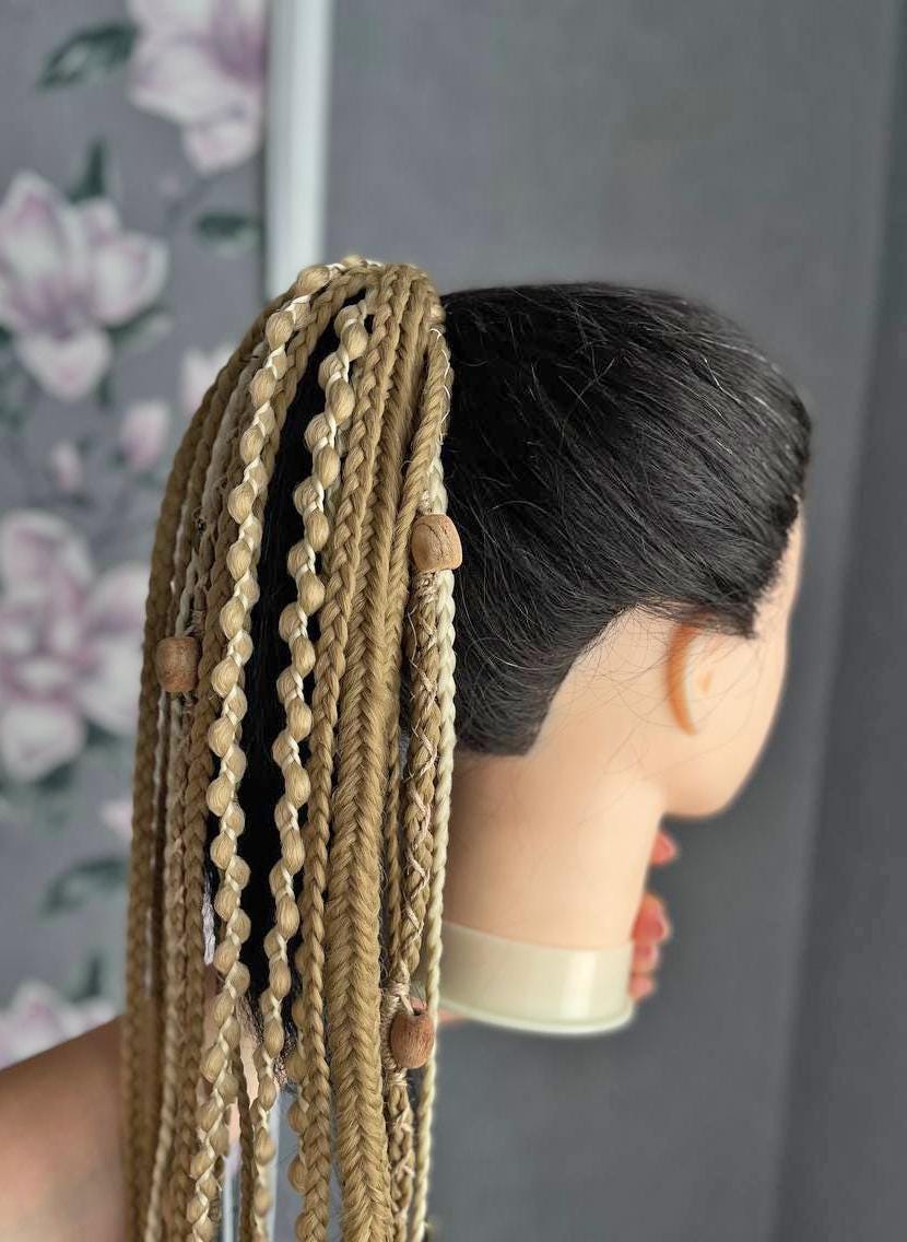 Boho Wheat Blond Elf Ponytail Braids Hair Extension on Hairband, Viking ...