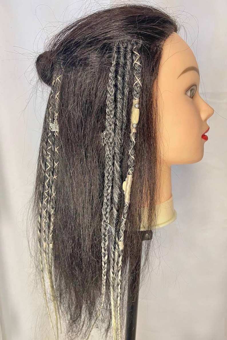 Clip in Dreadlocks Black and White Ivory Hair Extensions, Festival ...