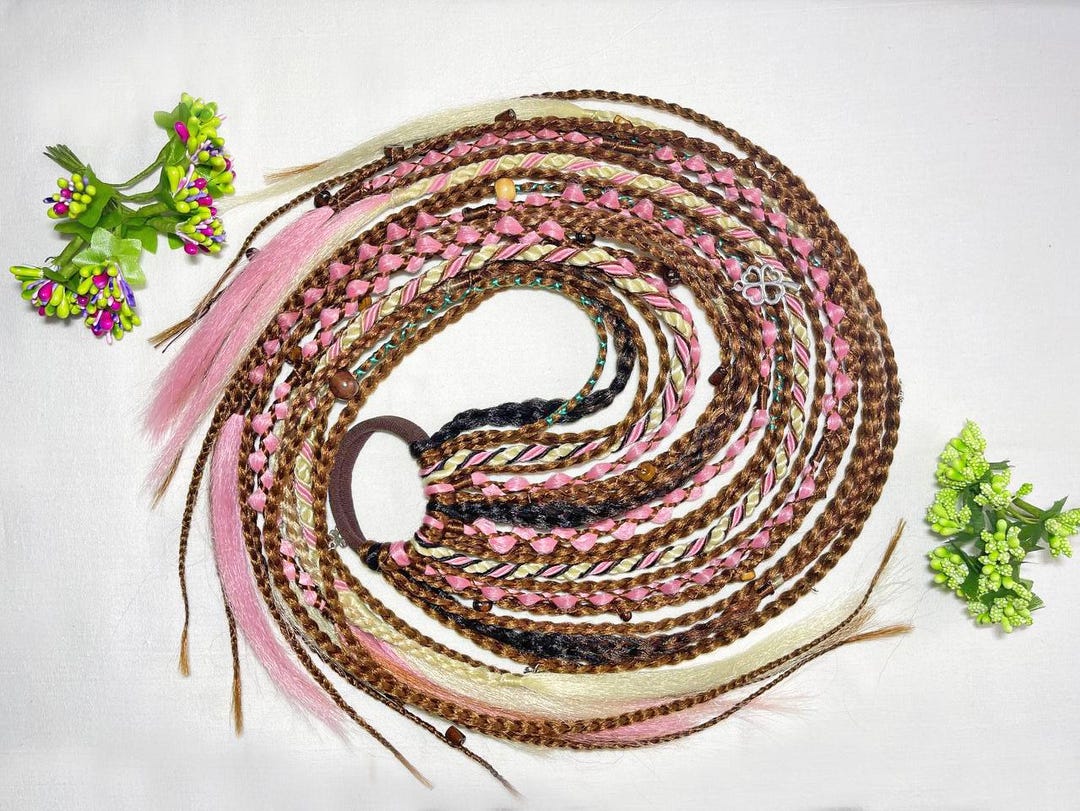 Boho Rosy Fairy Ponytail Braids Hair Extension on Hairband, Fairytale ...