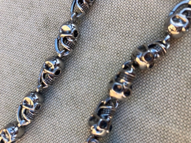 Skull Necklace Skull Heads Necklace Skeleton Chain S925 Silver ...