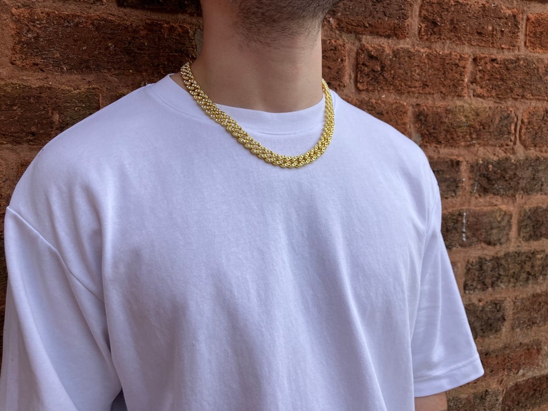 Iced Out Chain Cuban Link Chain 10mm Gold Chunky Chain Thick Necklace ...