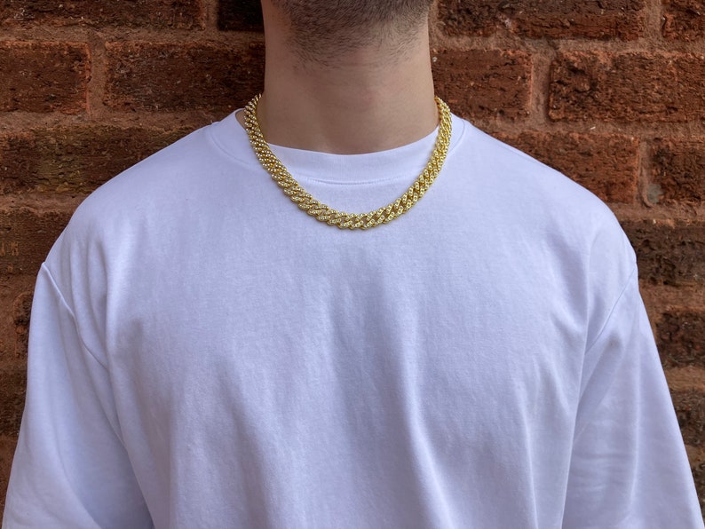 Iced Out Chain Cuban Link Chain 10mm Gold Chunky Chain Thick Necklace ...