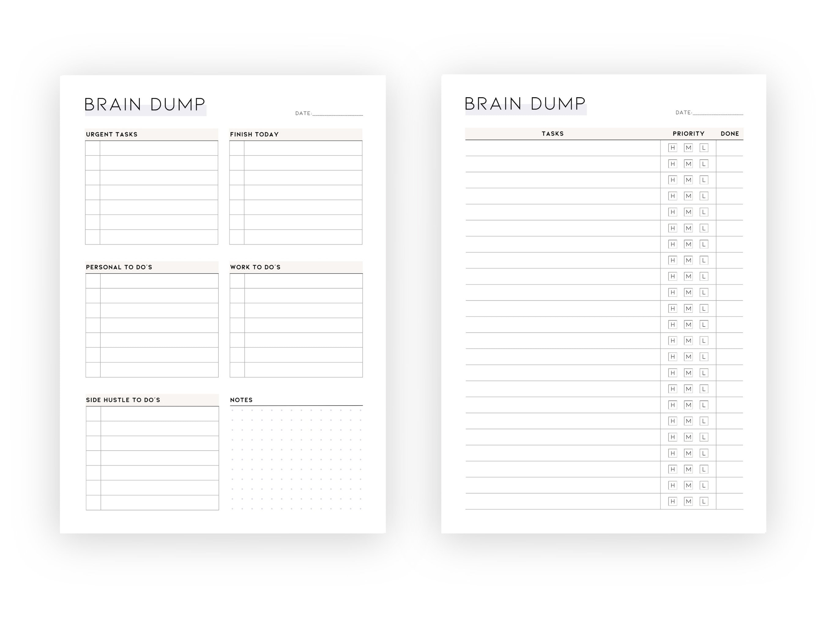 Brain Dump, ADHD Daily Planner, Productivity Planner, Thoughts ...