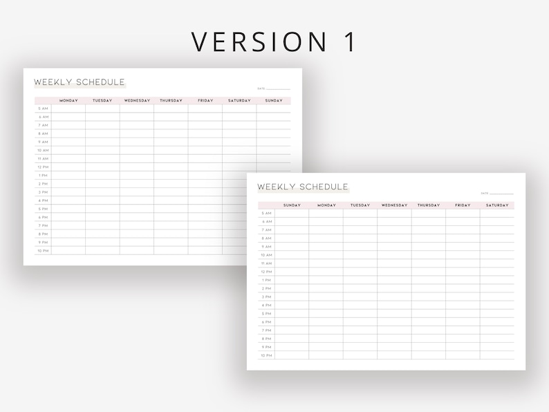 Printable Weekly Schedule, Landscape Planner, A4/a5/letter (PDF) - Etsy