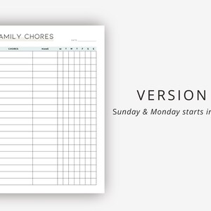Simple Weekly Family Chores Printable, Kids&adults House ...