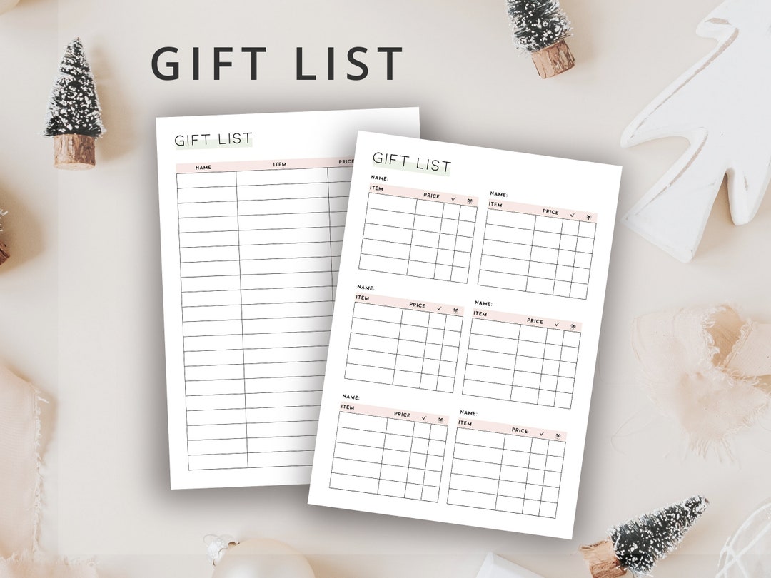 Gift Planner Printable, Gift Ideas, Gift Tracker, Gift Shopping List ...