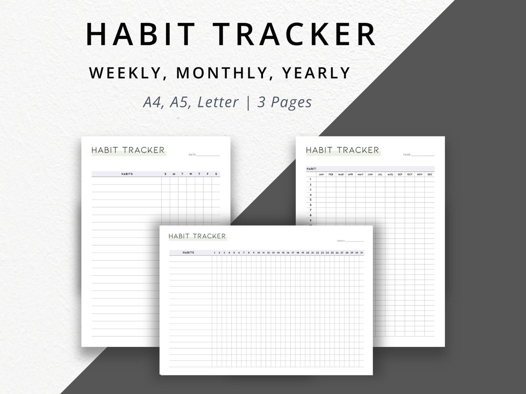 Printable Weekly Habit Tracker Template, A4 A5 Letter (digital Download ...