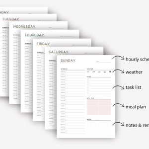 7 Day Planner Printable, Daily Planner, Weekly Planner, Daily to Do ...