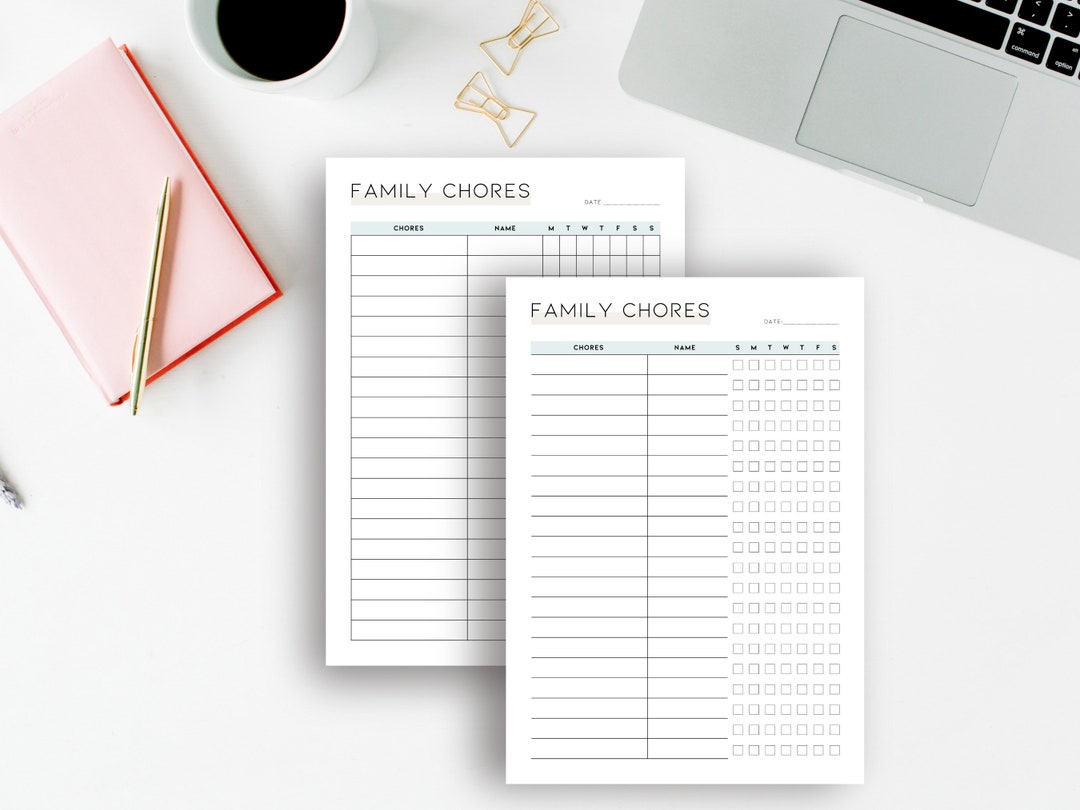 Simple Weekly Family Chores Printable, Kids&adults House ...