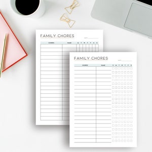 Simple Weekly Family Chores Printable, Kids&adults House ...