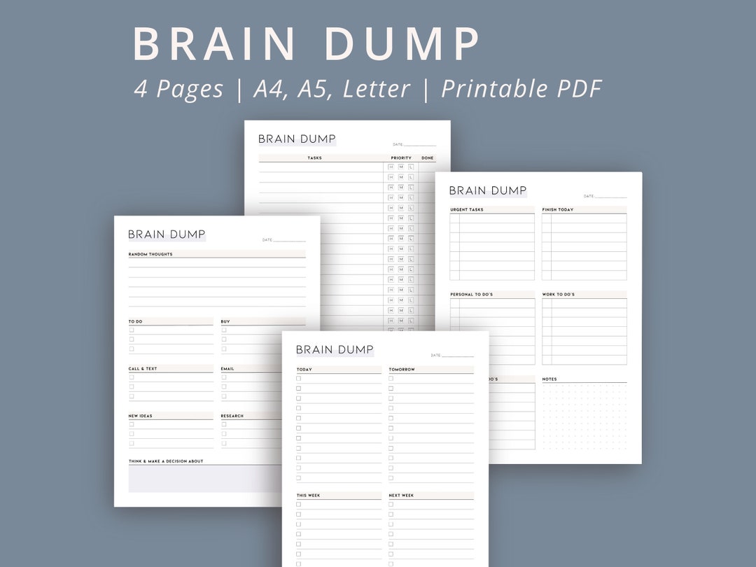 Brain Dump, ADHD Daily Planner, Productivity Planner, Thoughts ...