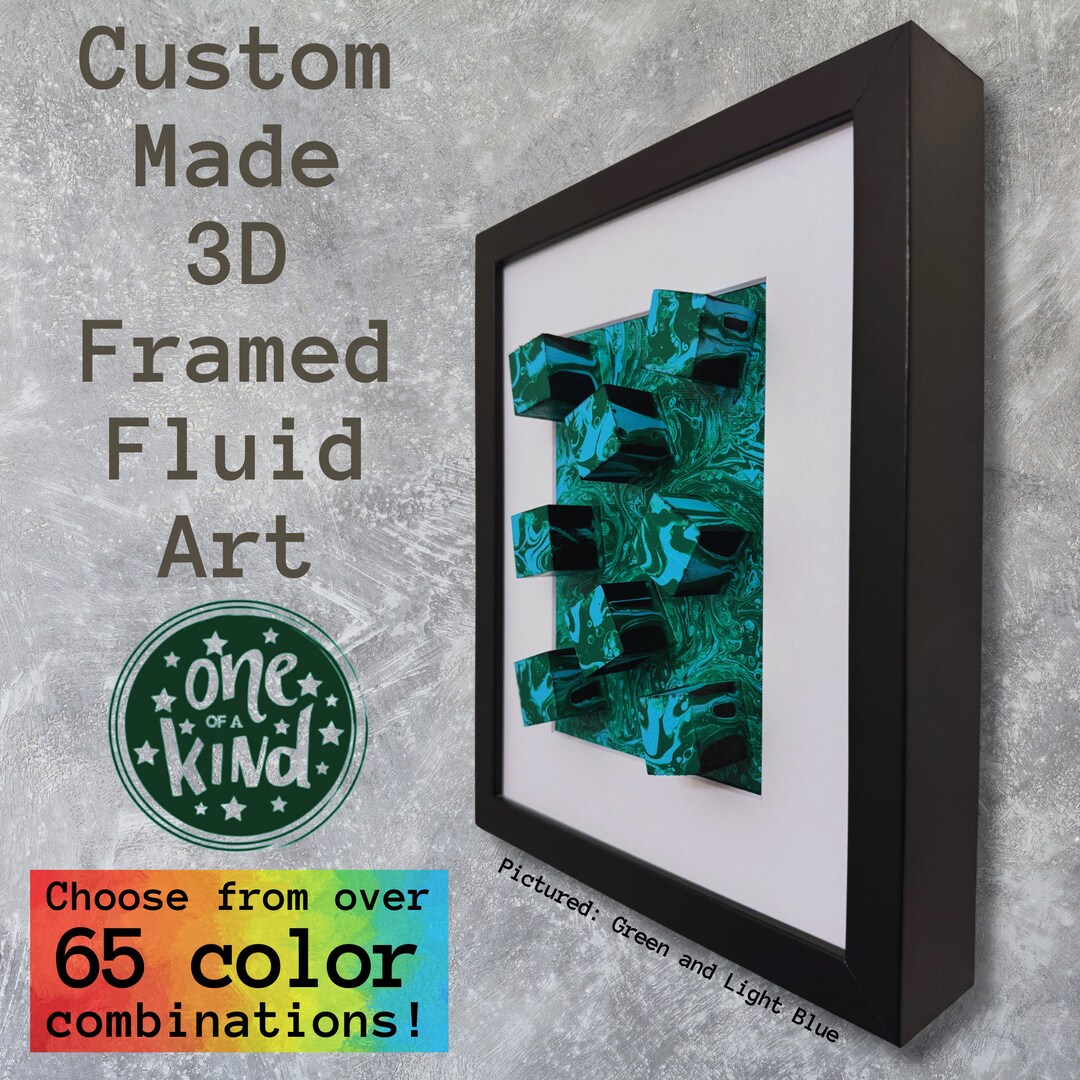 3D Wood Art, Custom, Fluid Art, Pick Your Colors, Framed ...