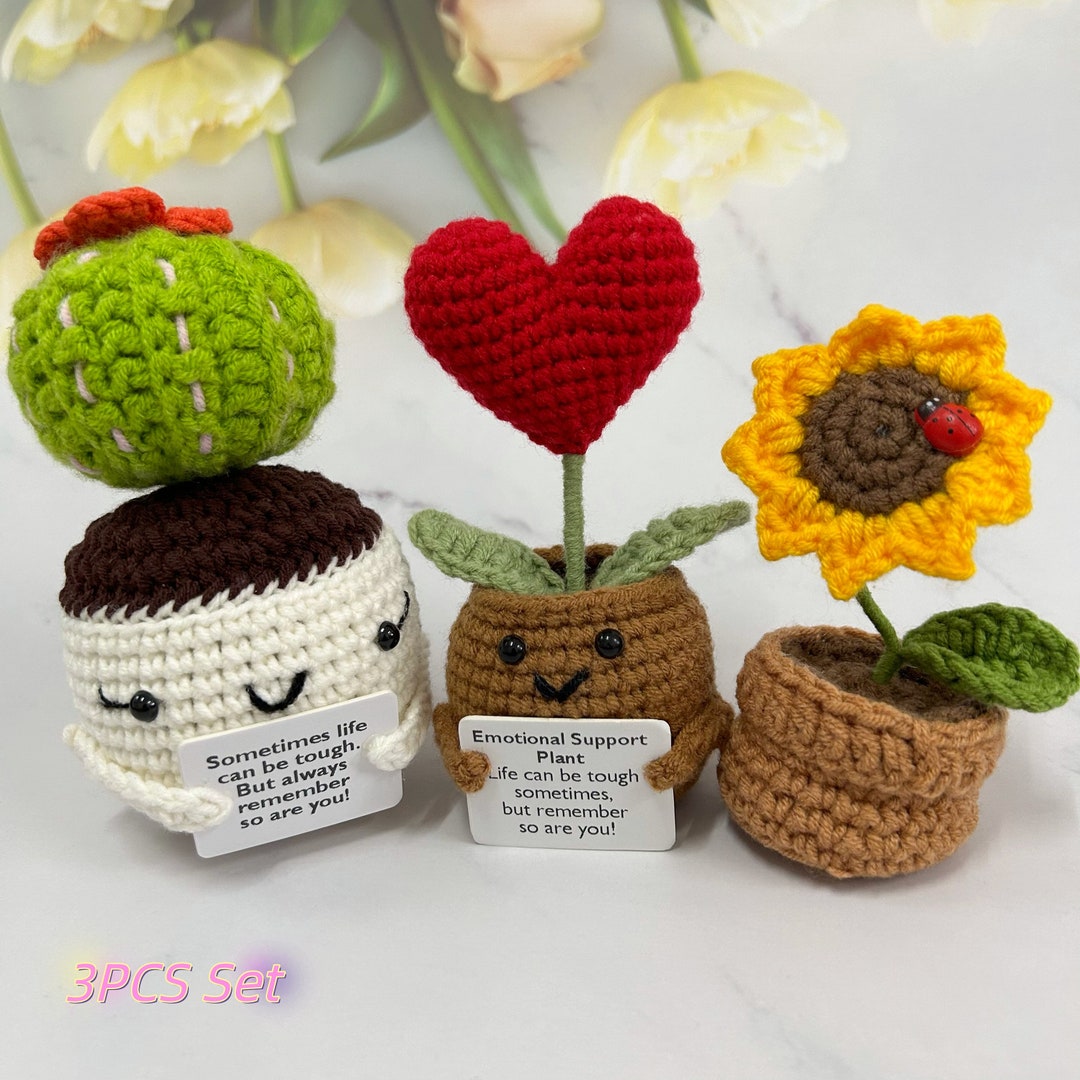Handmade Crochet Emotional Support Plants Caring Gifts, Custom Crochet ...