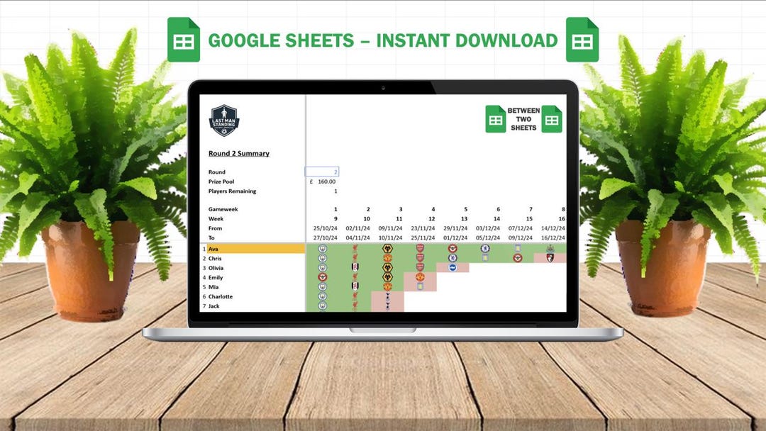 Last Man Standing Google Sheets Spreadsheet Sweepstake Predictor ...