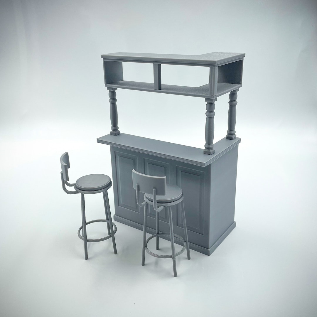 1:12 Dollhouse Miniature Bar and Stools - Etsy