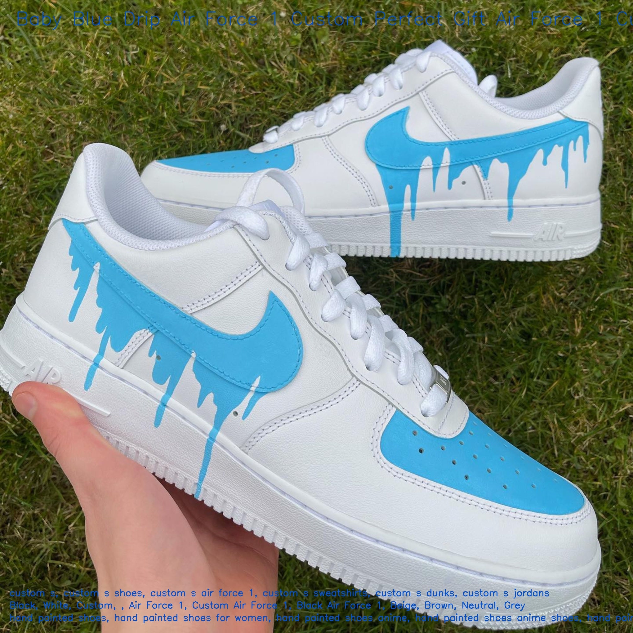 Baby Blue Drip Air Force 1 Custom Perfect Gift Air Force 1 Custombuy ...