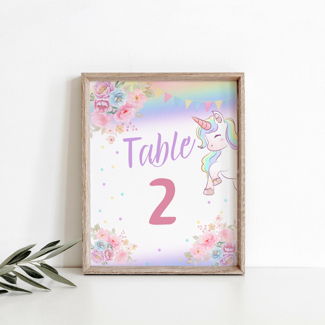 Editable Pastel Unicorn Girl Birthday Party Table Sign, Party Sign ...