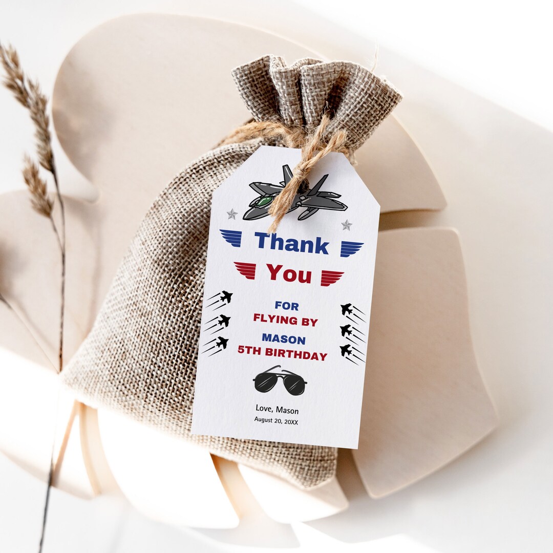 Editable Fighter Pilot Birthday Party Favor Tag Printable Fighter Jet ...