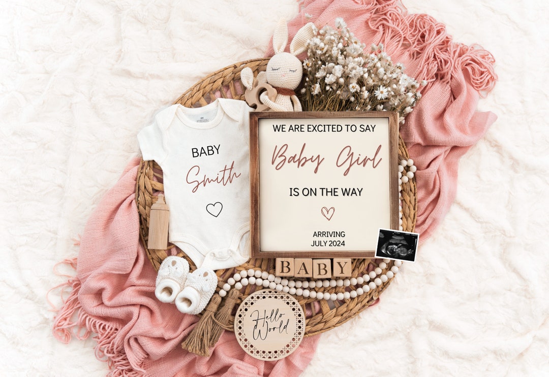 Girl Pregnancy Announcement Digital Baby Announcement Girl Gender ...