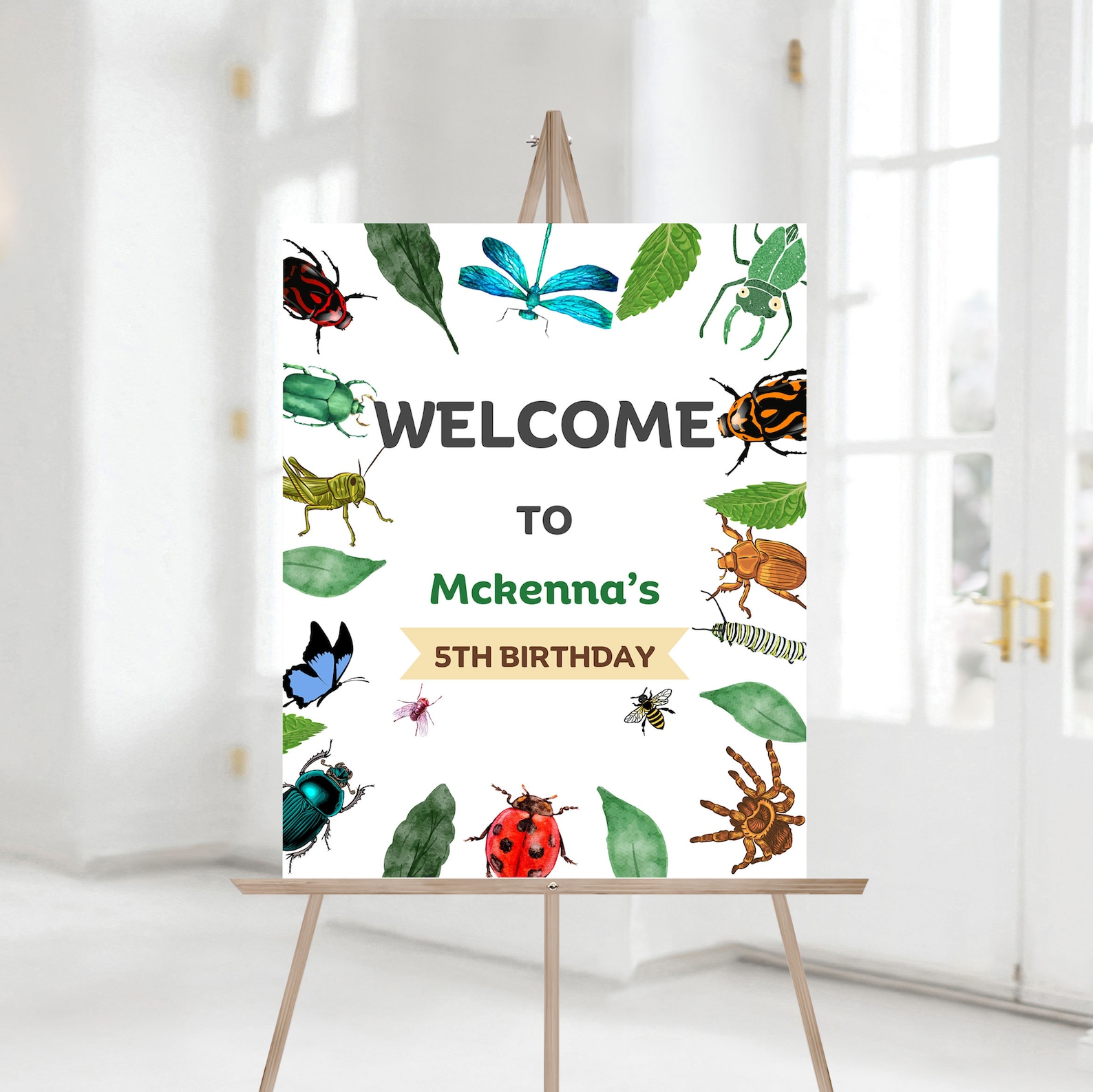 Insect Birthday Welcome Sign, Bugs Birthday Custom Welcome Sign, Insect ...