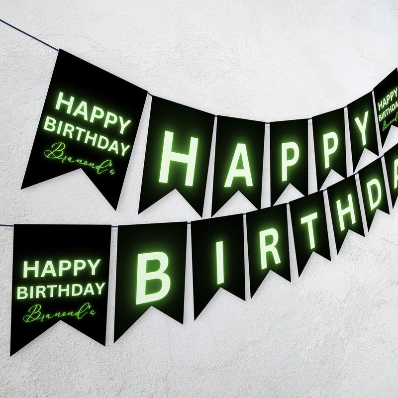 Neon Birthday Banner - Etsy