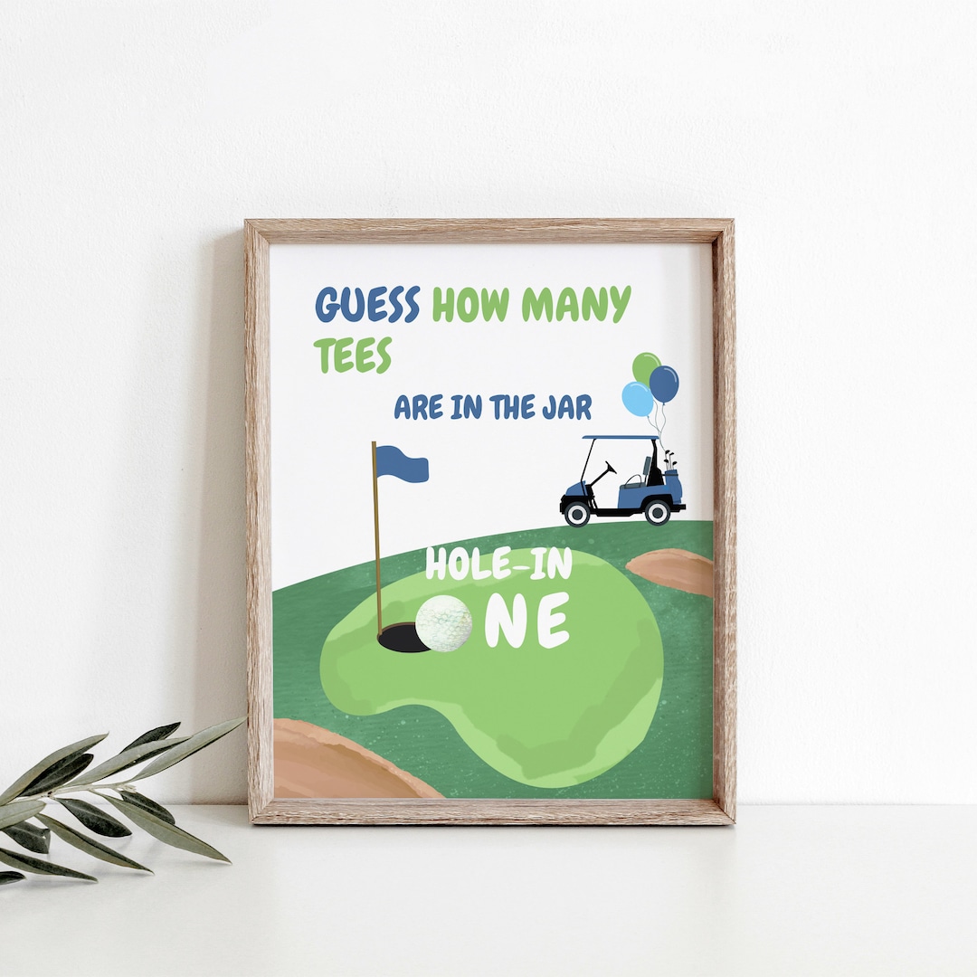 Golf Birthday Game Guess How Many Tees Are in the Jar Hole in One Par ...