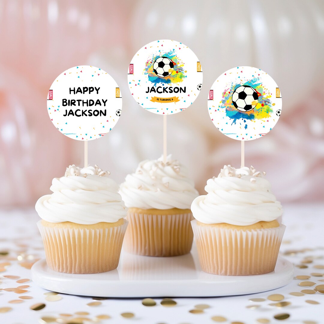 Editable Soccer Birthday Cake Topper Soccer Birthday, Birthday Cupcake ...