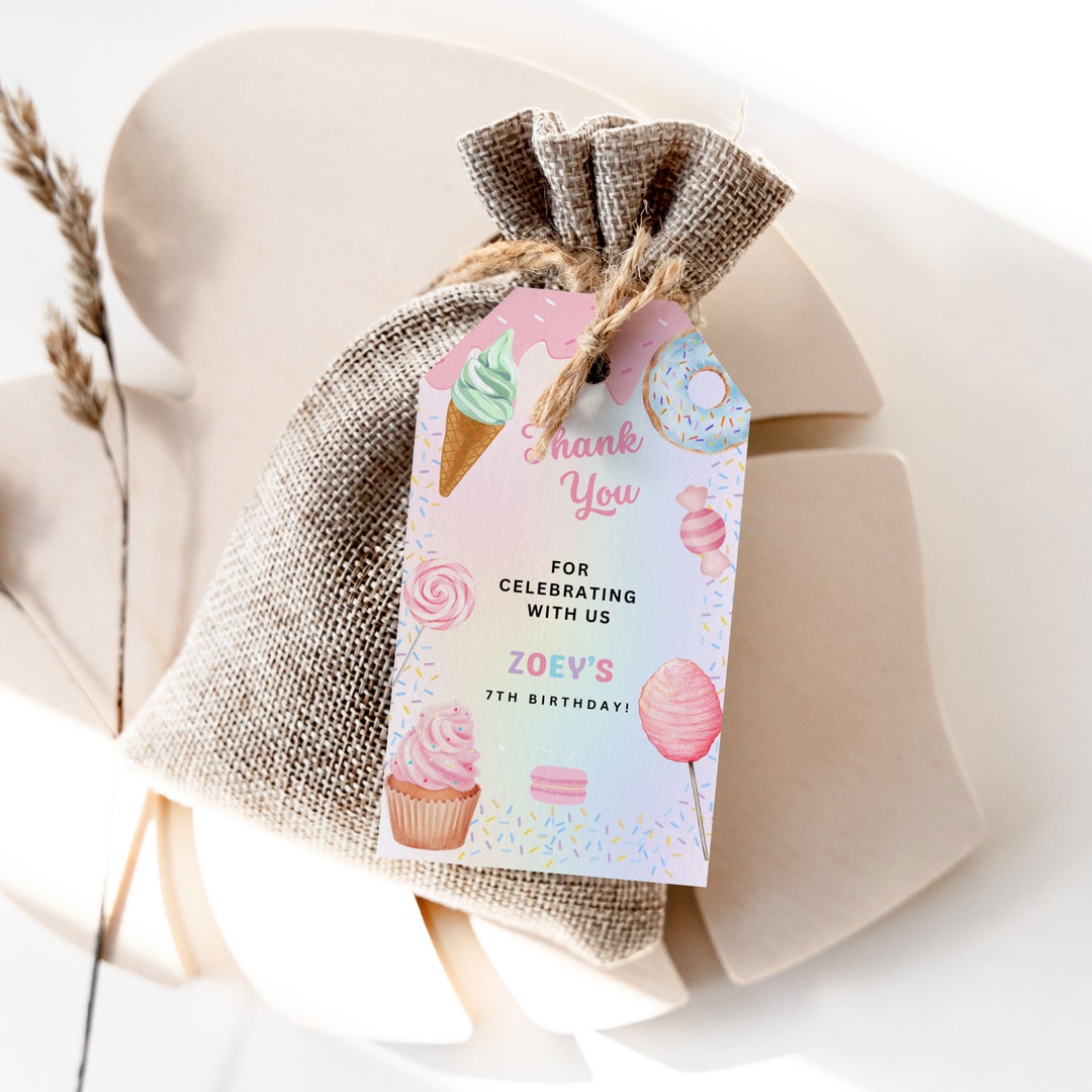 Editable Cotton Candy Sweets Donut Ice Cream Cupcake Birthday Party ...