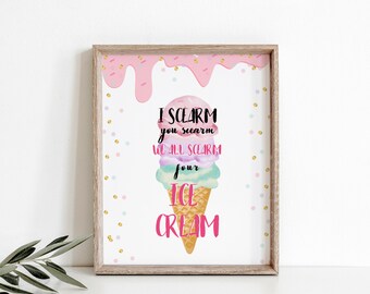 Ice Cream Sign I Scream You Scream We All Scream for Ice Cream Birthday ...