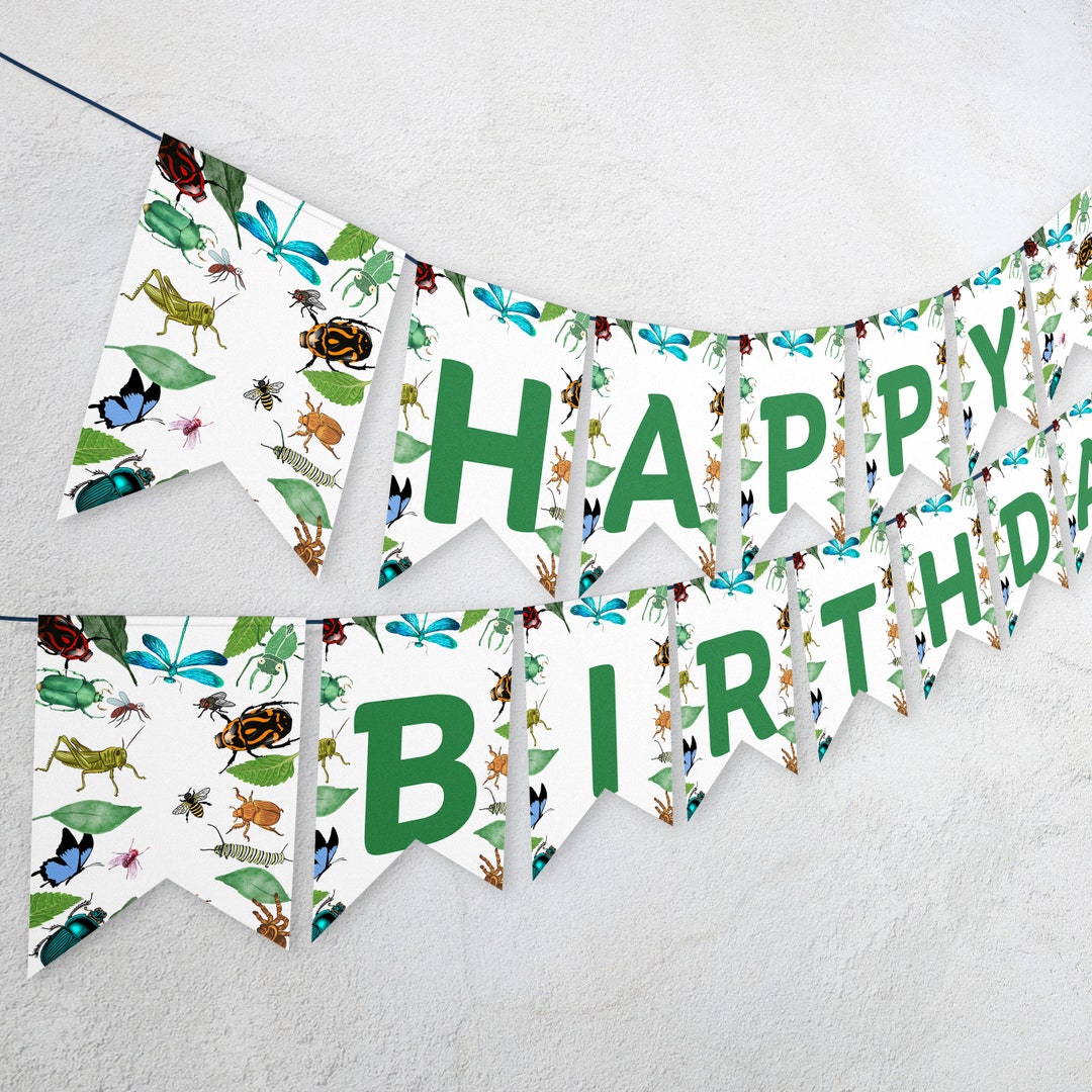 Insect Birthday Banner, Bugs Birthday Custom Banner, Insect Theme ...