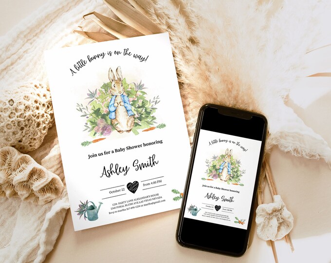 Minimal Peter Rabbit Baby Shower Invitation Set Peter Rabbit Book ...