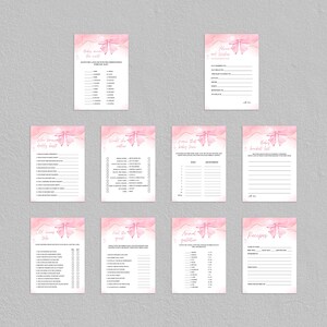 EDITABLE Pink Bow Games Baby Shower Games Bundle, Minimalist Baby ...