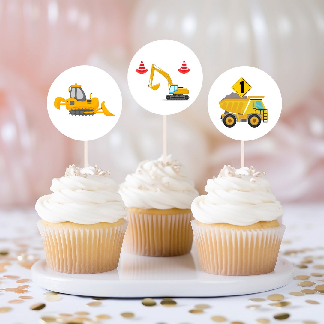 Construction Birthday Party Cake Topper Template, Construction Cupcake ...