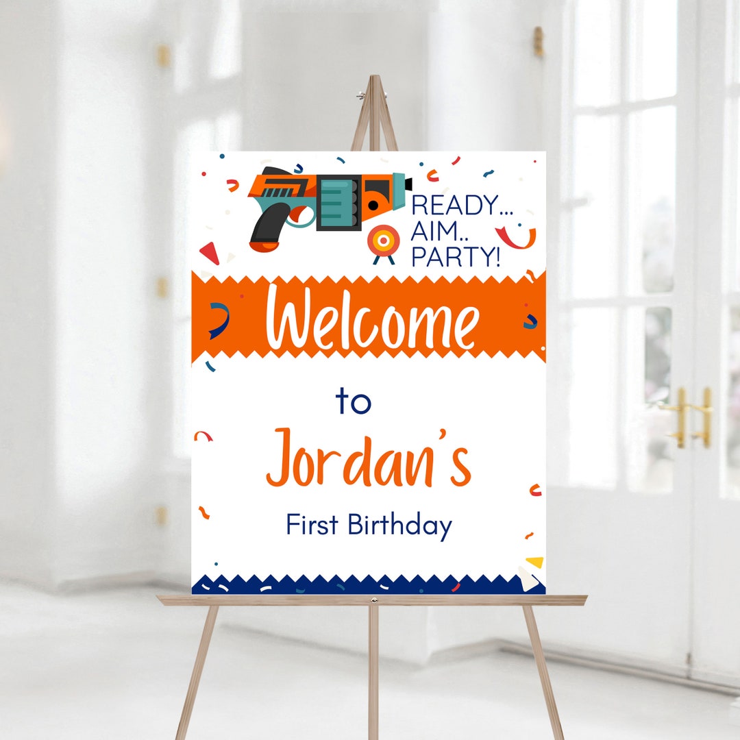 Editable Nerf War, Dart Gun Battle Welcome Sign, Printable Boys Party ...