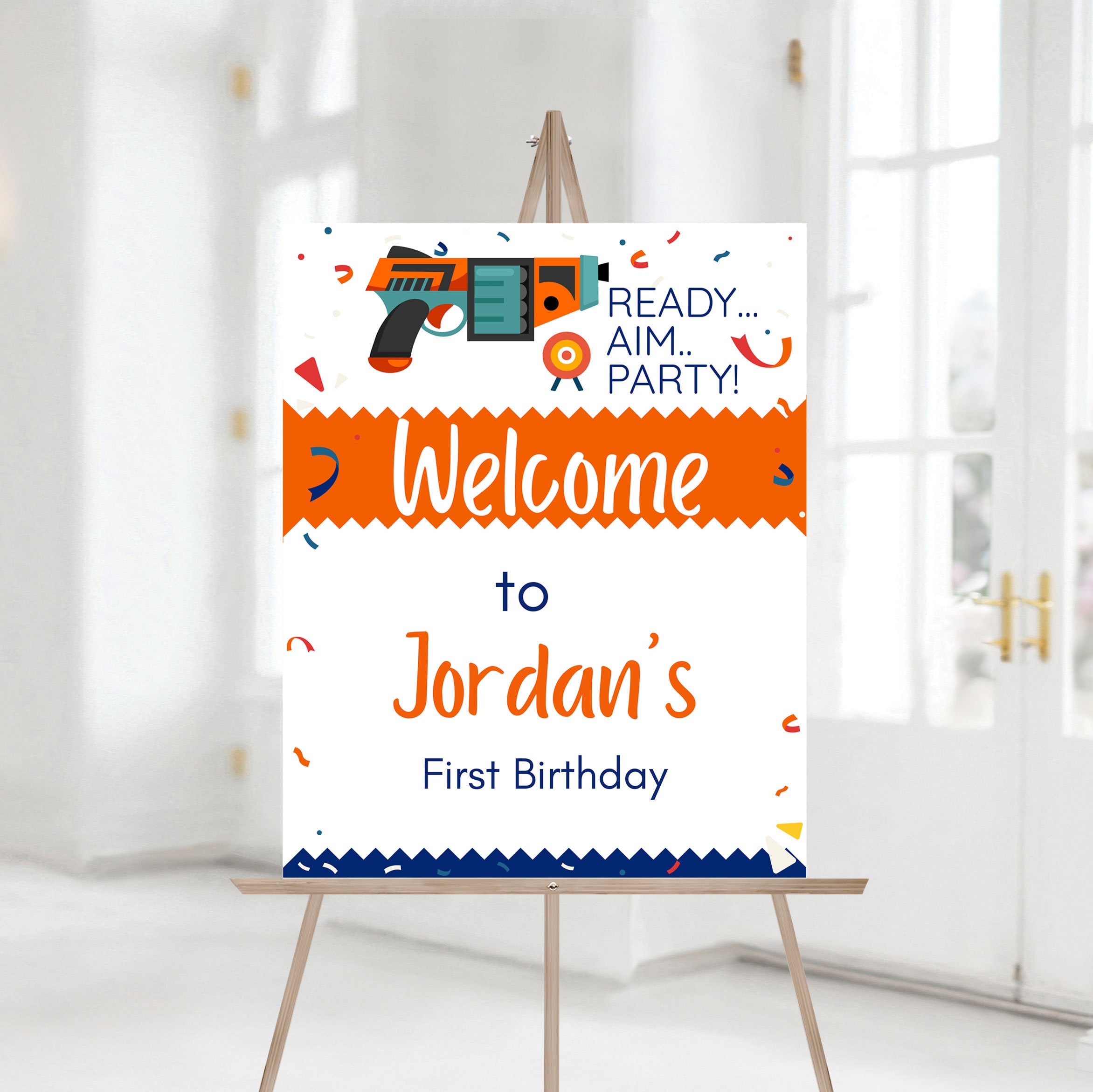 Editable Nerf War, Dart Gun Battle Welcome Sign, Printable Boys Party ...