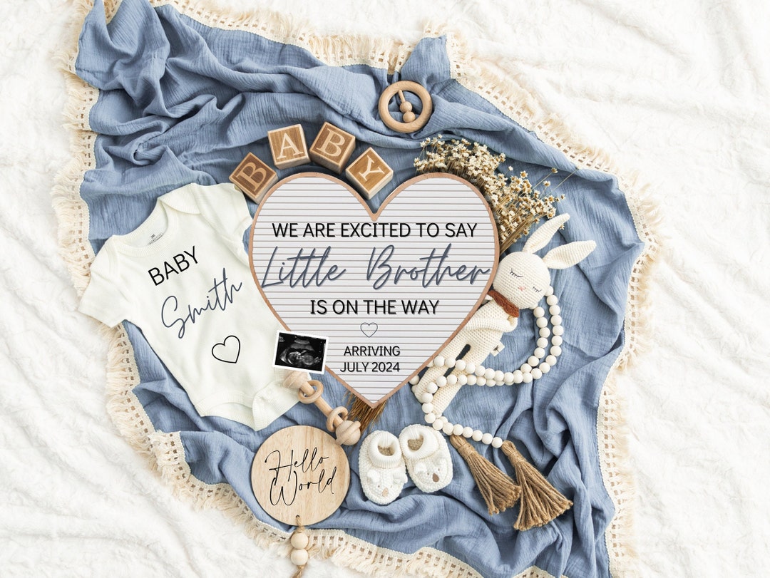 Boy Pregnancy Announcement Digital Baby Announcement Boy Gender Reveal ...