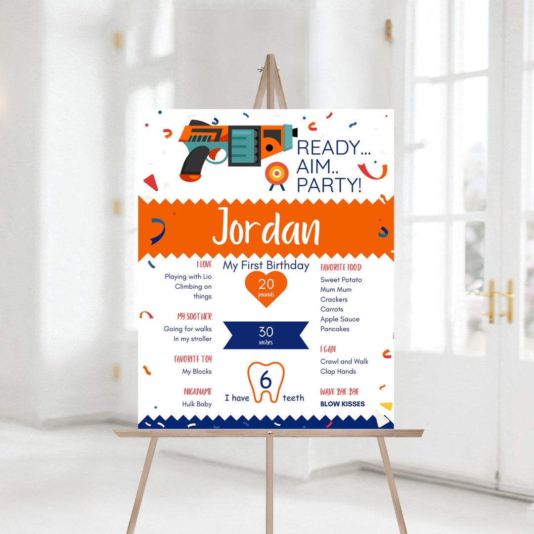 Editable Nerf War, Dart Gun Battle Milestones Sign, Printable Boys ...