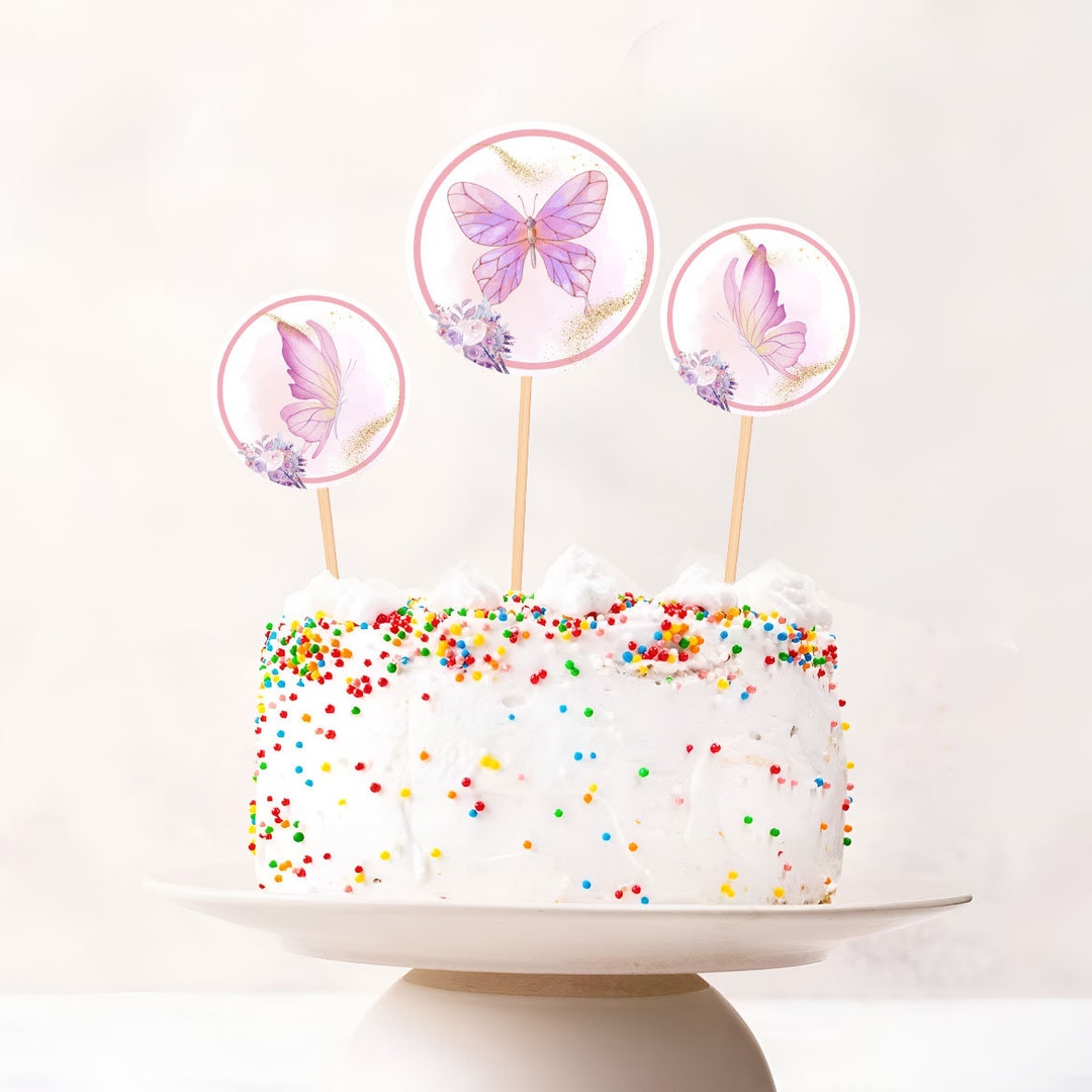 Printable Butterfly Cake Topper Floral Centerpieces Butterfly Birthday ...