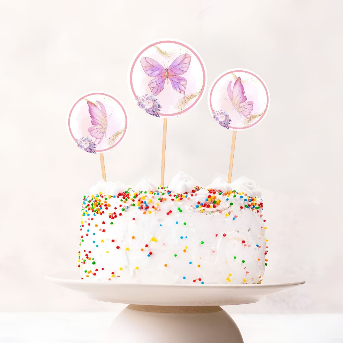 Printable Butterfly Cake Topper Floral Centerpieces Butterfly Birthday ...