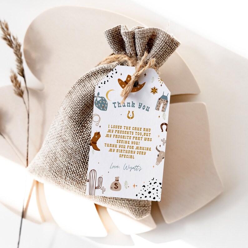 Editable My First Rodeo Cowboy Birthday Party Favor Tag Printable Wild ...