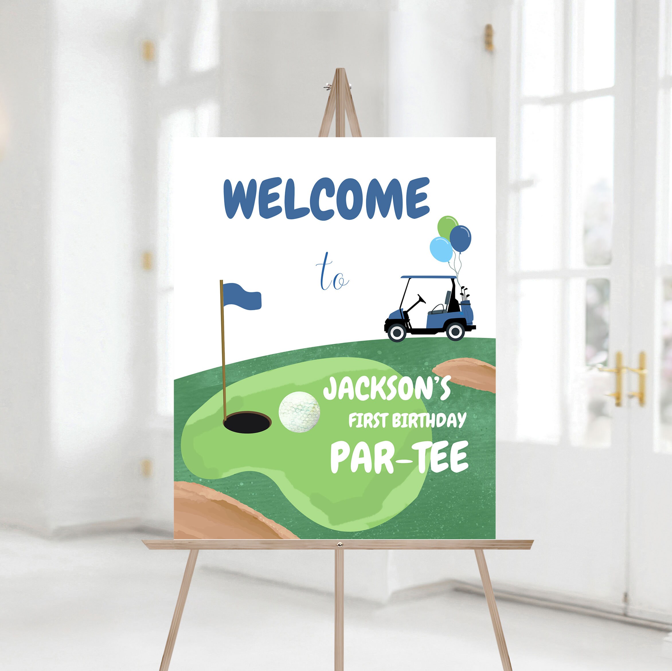 Editable Golf Birthday Welcome Sign 1st Birthday Boy Hole in - Etsy