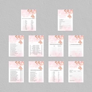 Teddy Bear Baby Shower Games, Girl Baby Shower Games Bundle, Pink ...