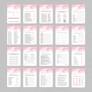 EDITABLE Pink Bow Games Baby Shower Games Bundle, Minimalist Baby ...