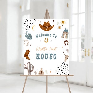 Editable My First Rodeo Cowboy Birthday Party Welcome Sign, Printable ...