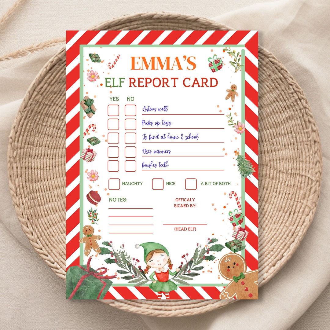 Editable Elf Report Card Personalized Girl Christmas Elf Letter From ...